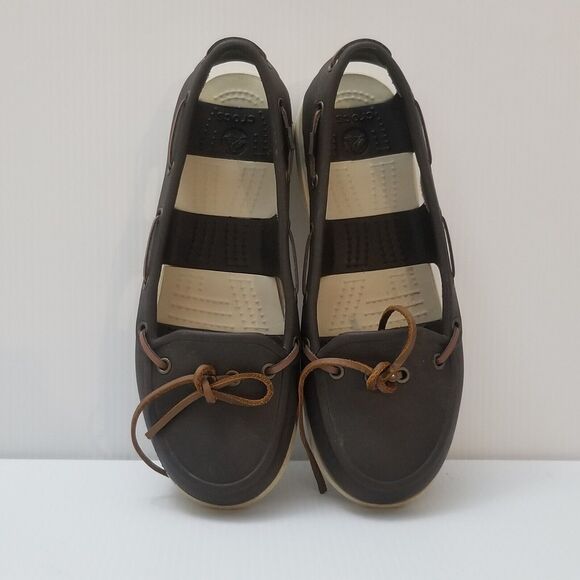 CROCS | Shoes | Crocs Womens Beach Line Boat Shoes Size 7 Brown Tan ...